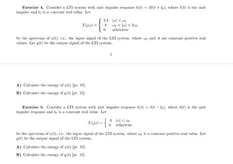 Solved Exercise Consider A LTI System With Unit Impulse Chegg