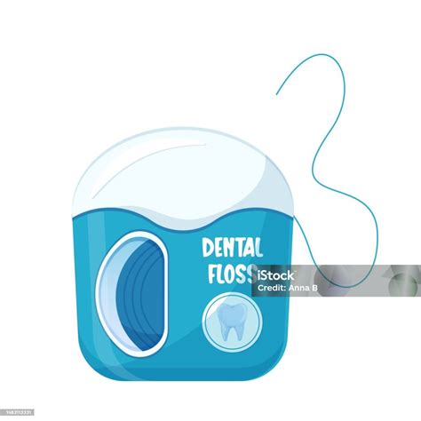 치실 구강 위생 의료 및 치과 의료 식사 후 치아 사이를 청소하는 치실 실크 실 흰색으로 분리된 벡터 그림입니다 치실에 대한 스톡 벡터 아트 및 기타 이미지 Istock