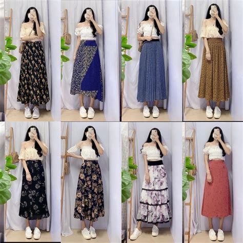 กระโปรงลายดอก กระโปรงยาว มือสอง Fahtiam Thaipick