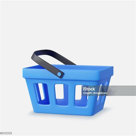 3d 파란색 현실적인 쇼핑 카트 3차원 형태에 대한 스톡 벡터 아트 및 기타 이미지 3차원 형태 가방 고객 Istock