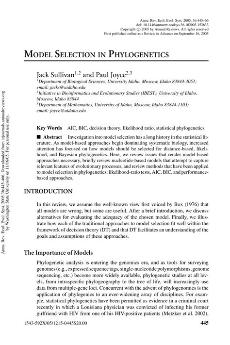 pdf model selection in phylogenetics