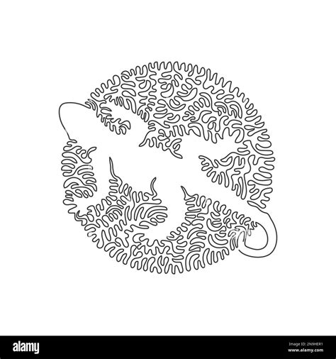 Continuous Curve One Line Drawing Of Beautiful Lizard Abstract Art Single Line Editable Stroke