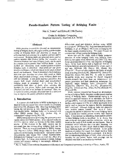 Pdf Pseudo Random Pattern Testing Of Bridging Faults
