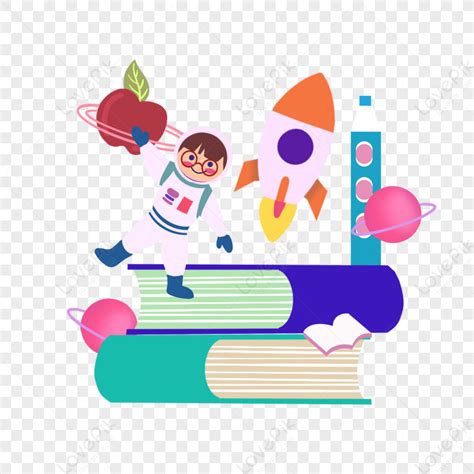 손으로 그린 만화 교육 일러스트 학습 공간 그림푸른색우주 Png 일러스트 무료 다운로드 Lovepik