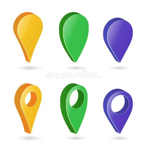 3d Map Pointer Vector Colorful Set Of Modern Map Round Pointers Navigator Icon Isolated On