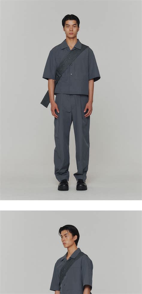 아모멘토 포켓 하프 셔츠 차콜 Amomento Kream