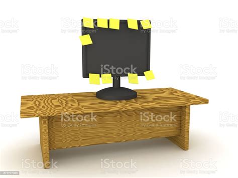 그것에 많은 노란색 스티커 메모와 함께 컴퓨터 모니터의 3d 그림 과로에 대한 스톡 벡터 아트 및 기타 이미지 과로 기업 재무와 산업 노랑 Istock