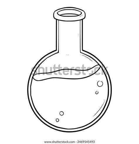 Laboratory Flask Illustration Hand Drawn Outline Stock Vector Royalty Free