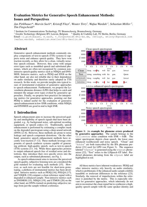 pdf evaluation metrics for generative speech enhancement methods