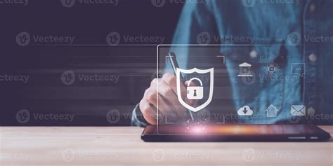 Businessman Showing Data Access Protection With Key Icon Safety Technology Login To The Online