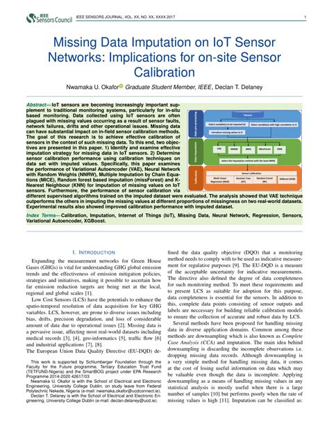 Pdf Missing Data Imputation On Iot Sensor Networks Implications For