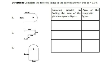 Solved Direction Complete The Table By Filling In The Correct Answer