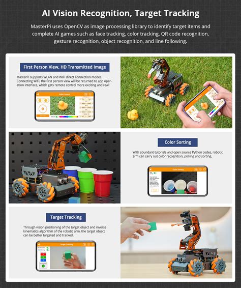 Masterpi Ai Vision Robot Arm With Mecanum Wheels Open Source Robot Car