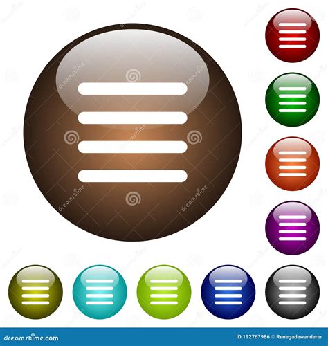 Text Align Justify Color Glass Buttons Stock Illustration