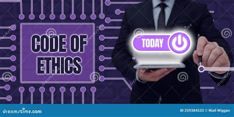Conceptual Display Code Of Ethics Internet Concept Moral Rules Ethical Integrity Honesty Good