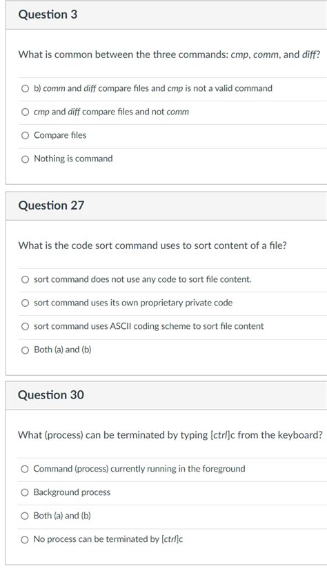 Solved What Is Common Between The Three Commands Cmp Comm