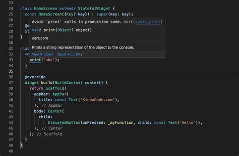 flutter avoid `print` calls in production code kindacode
