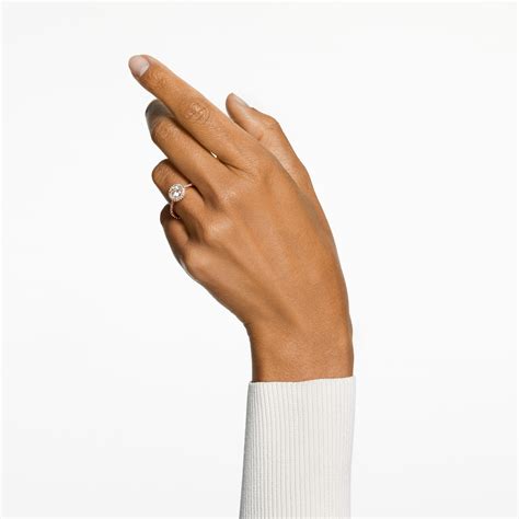 Constella Cocktail Ring Round Cut White Rose Gold Tone Plated