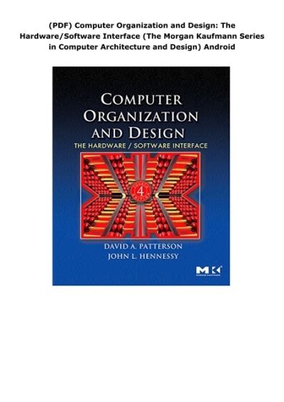 Pdf Computer Organization And Design The Hardwaresoftware Interface