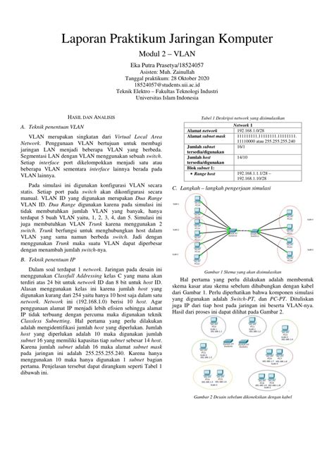 Pdf Laporan Praktikum Jaringan Komputer Modul 2 Vlan