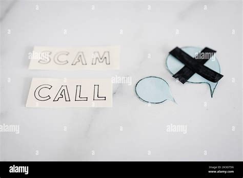 Scam Calls And Personal Data Theft Concept Text With Comic Bubbles With One Of Them Crossed Out