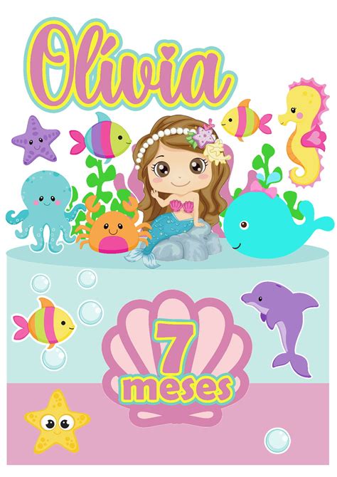 Kit C Arquivo De Corte Topo De Bolo Sereia Cute Topo De Bolo Para Imprimir