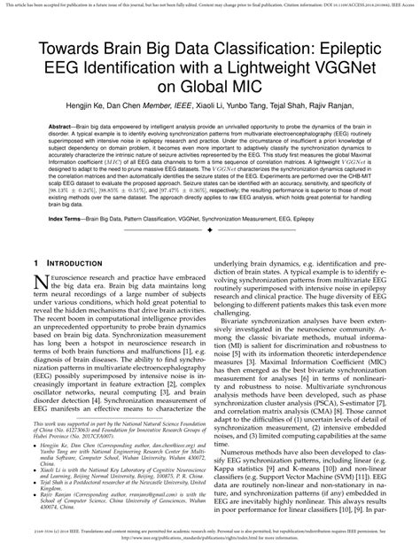 Pdf Towards Brain Big Data Classification Epileptic Eeg Identification With A Lightweight