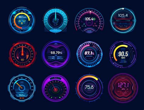 Futuristic Car Speedometer Gauge Dials Neon Led 19588278 Vector Art At Vecteezy