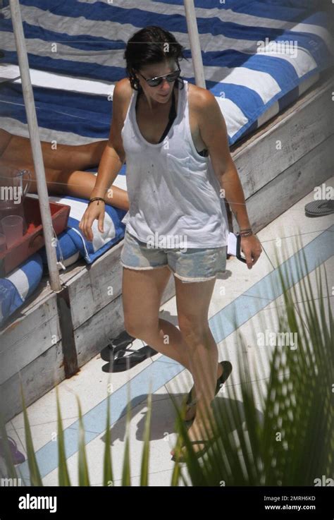 Angela Hudson Leaves The Pool To Go And Join Her Sister Katy Perry Who Was Resting In Her Hotel