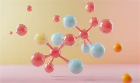 3d Rendering Of A Molecular Structure With Interconnected Red Blue