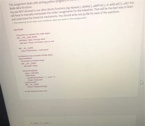 Solved This Assignment Deals With Writing Python Node Data Chegg