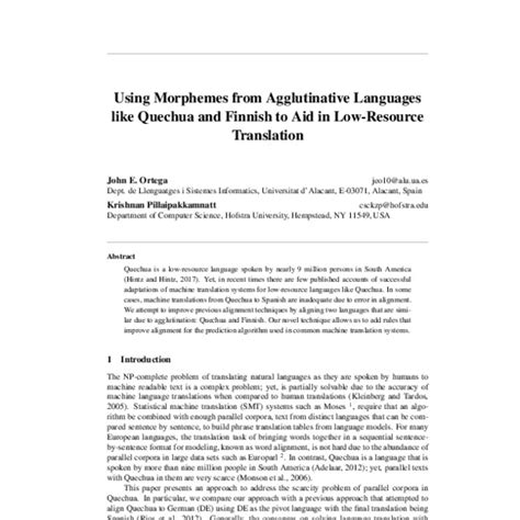 Using Morphemes From Agglutinative Languages Like Quechua And Finnish To Aid In Low Resource