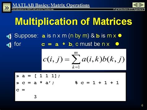 Introduction To Matlab Matlab Basics Matrix Operations S