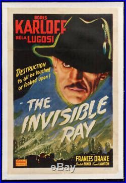 Invisible Ray Vintage Horror Movie Poster Boris Karloff Lugosi