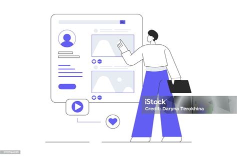 인플루언서는 온라인 블로그에 새 사진을 게시하고 콘텐츠를 만들고 좋아요와 하트를 수집합니다 소셜 미디어 콘텐츠 마케팅 평면 만화 벡터 일러스트 레이 션 아이콘 스타일리시한