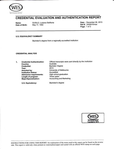 Academic Transcript Wes 4 0 Gpa Pdf