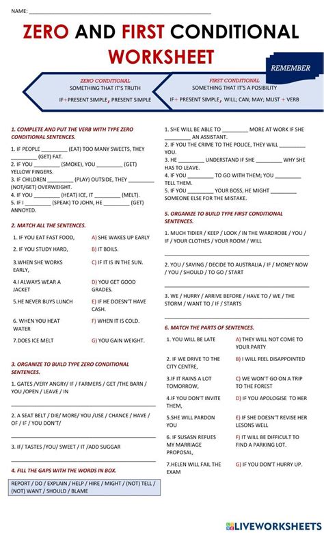 First And Second Conditionals Activity For 5th Senior Live Worksheets