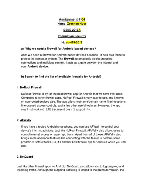 Information Security Assignment 04 Pdf Mobile App Android Operating System