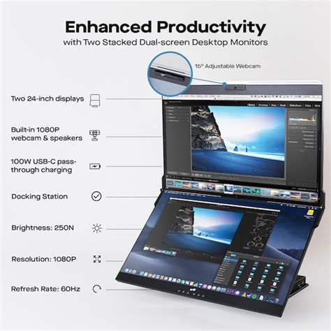 Mobile Pixels Mp Geminos 1080p 24 In Dual Screen Desktop Monitor