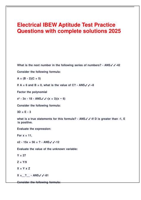Electrical Ibew Aptitude Test Practice Questions With Complete Solutions 2025 Ibew Stuvia Us