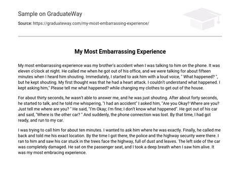⇉my Most Embarrassing Experience Essay Example Graduateway