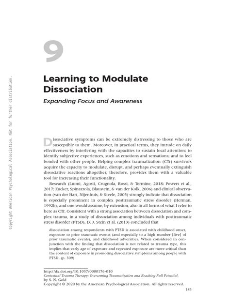 Learning To Modulate Dissociation Pdf Dissociation Psychology