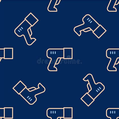 Line Scanner Scanning Bar Code Icon Isolated Seamless Pattern On Blue