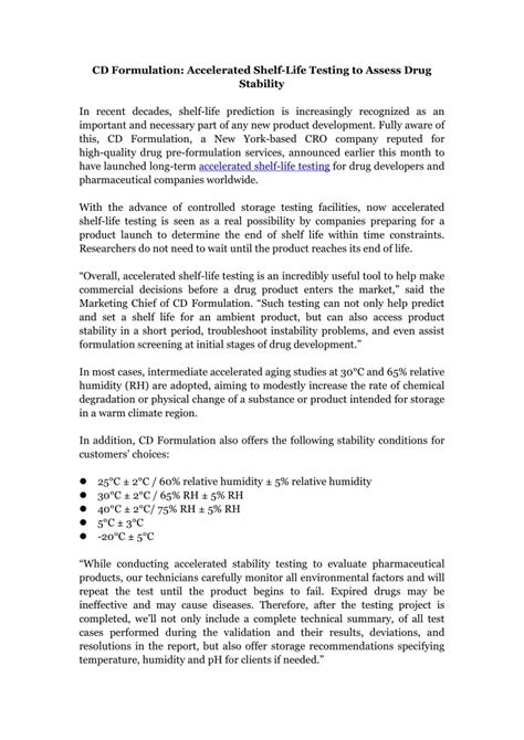 Ppt Cd Formulation Accelerated Shelf Life Testing To Assess Drug