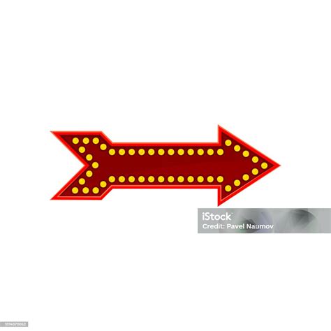 밝은 빨간색 화살표의 평면 벡터 아이콘입니다 노란색 다이오드 램프와 방향 기호입니다 모바일 게임 프로 모션 포스터 또는 배너에 대 한 요소 0명에 대한 스톡 벡터 아트 및