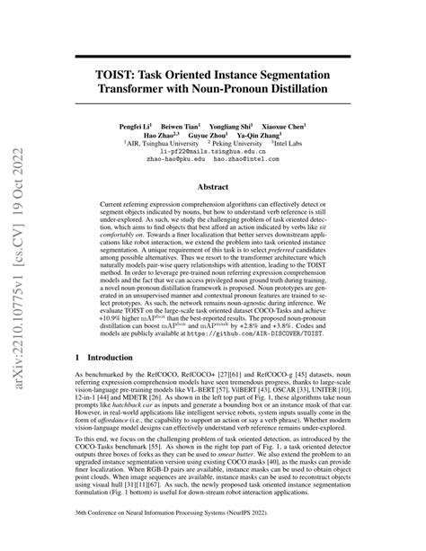 Pdf Toist Task Oriented Instance Segmentation Transformer With Noun