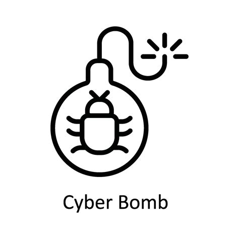 Cyber Bomb Vector Outline Icon Design Illustration Cyber Security Symbol On White Background