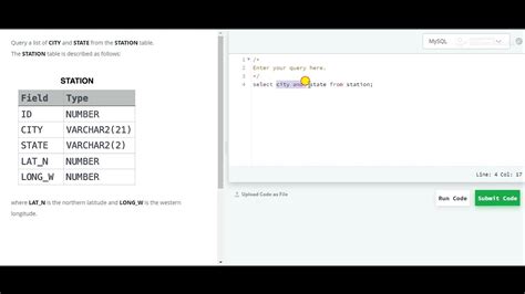 Weather Observation Station 1 Hackerranksql Youtube