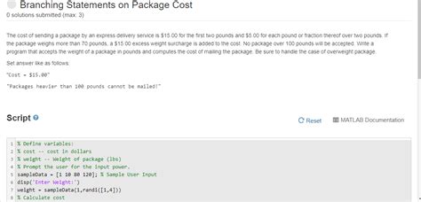 solved branching statements on package cost o solutions