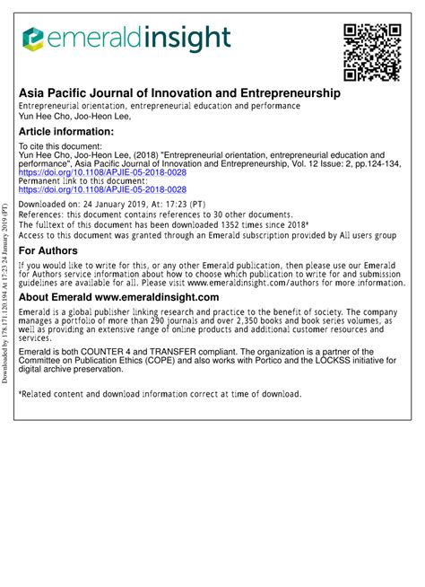 Pdf Entrepreneurial Orientation Entrepreneurial Education And Performance